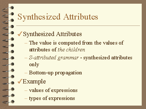 Synthesized Attributes