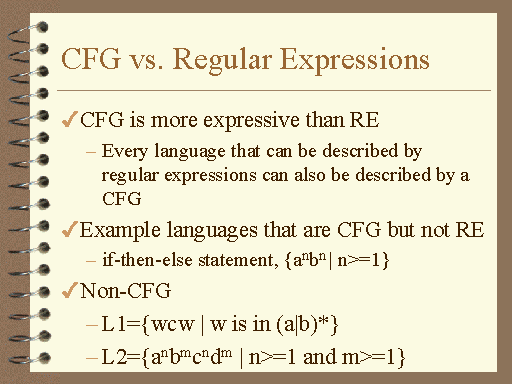 CFG vs. Regular Expressions