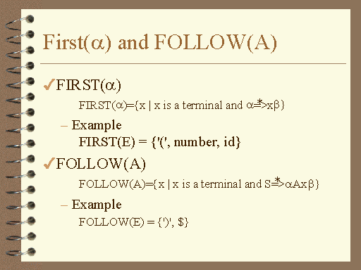 First(a) and FOLLOW(A)