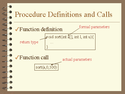 Procedure Definitions and Calls
