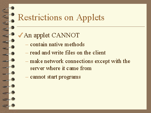 Restrictions on Applets