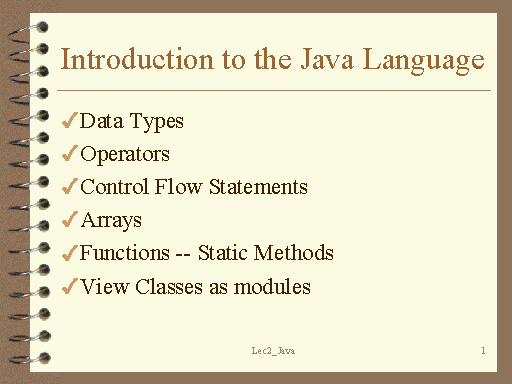 Introduction to the Java Language