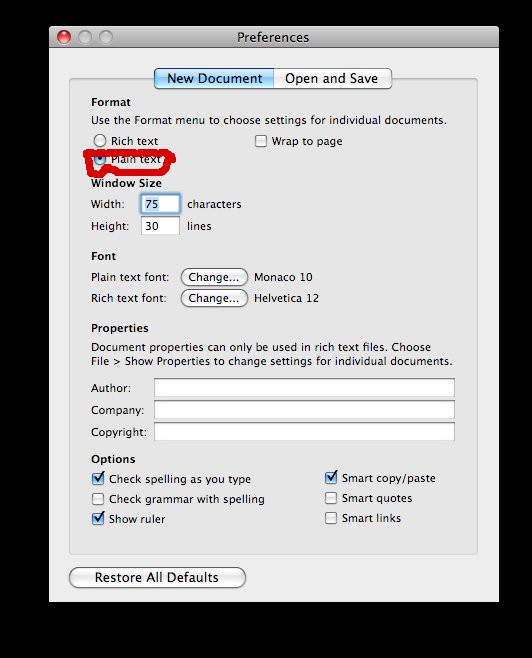 Text Editing on Mac OS X